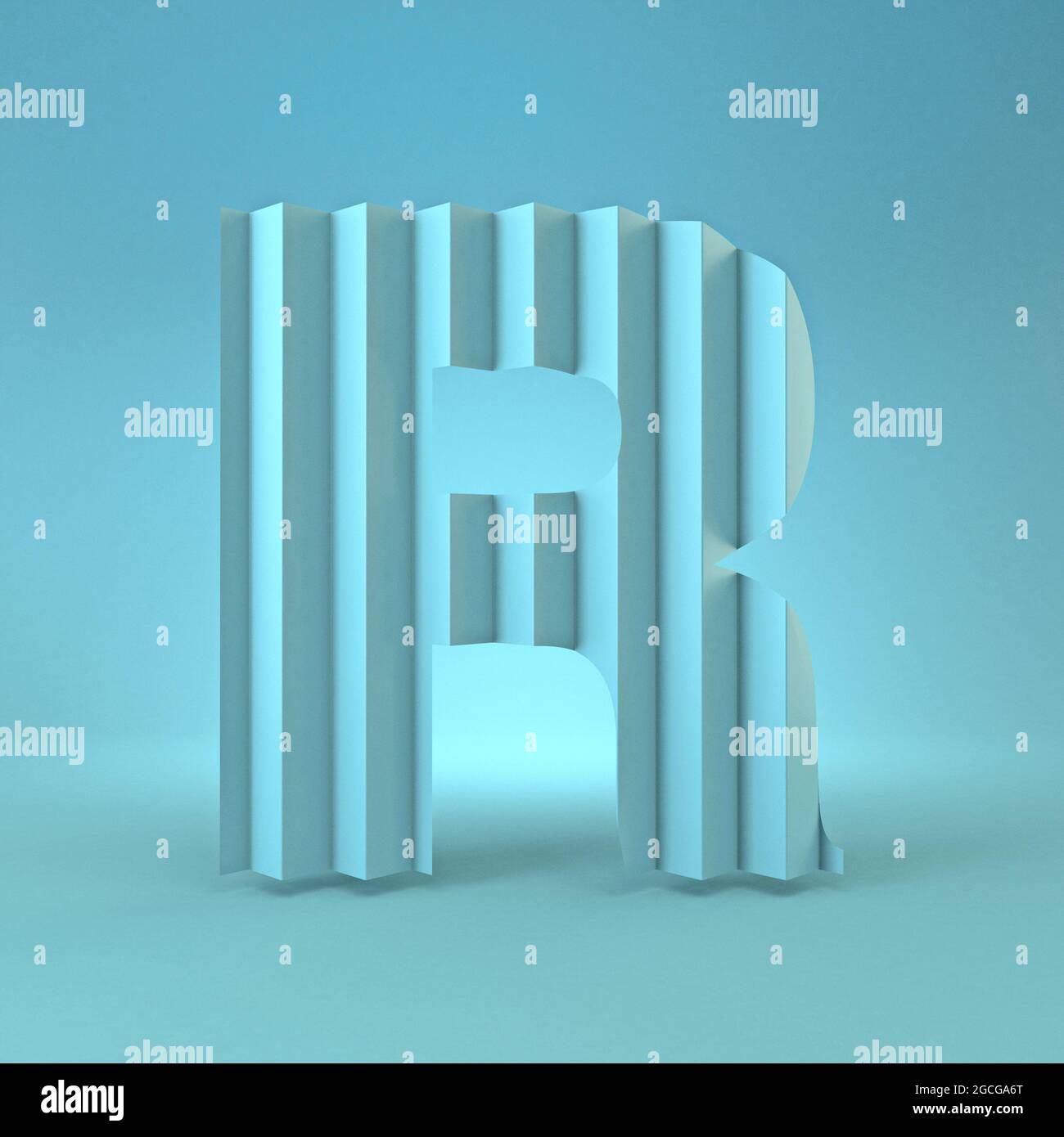 Cold blue font Letter R 3D render illustration on blue background Stock ...