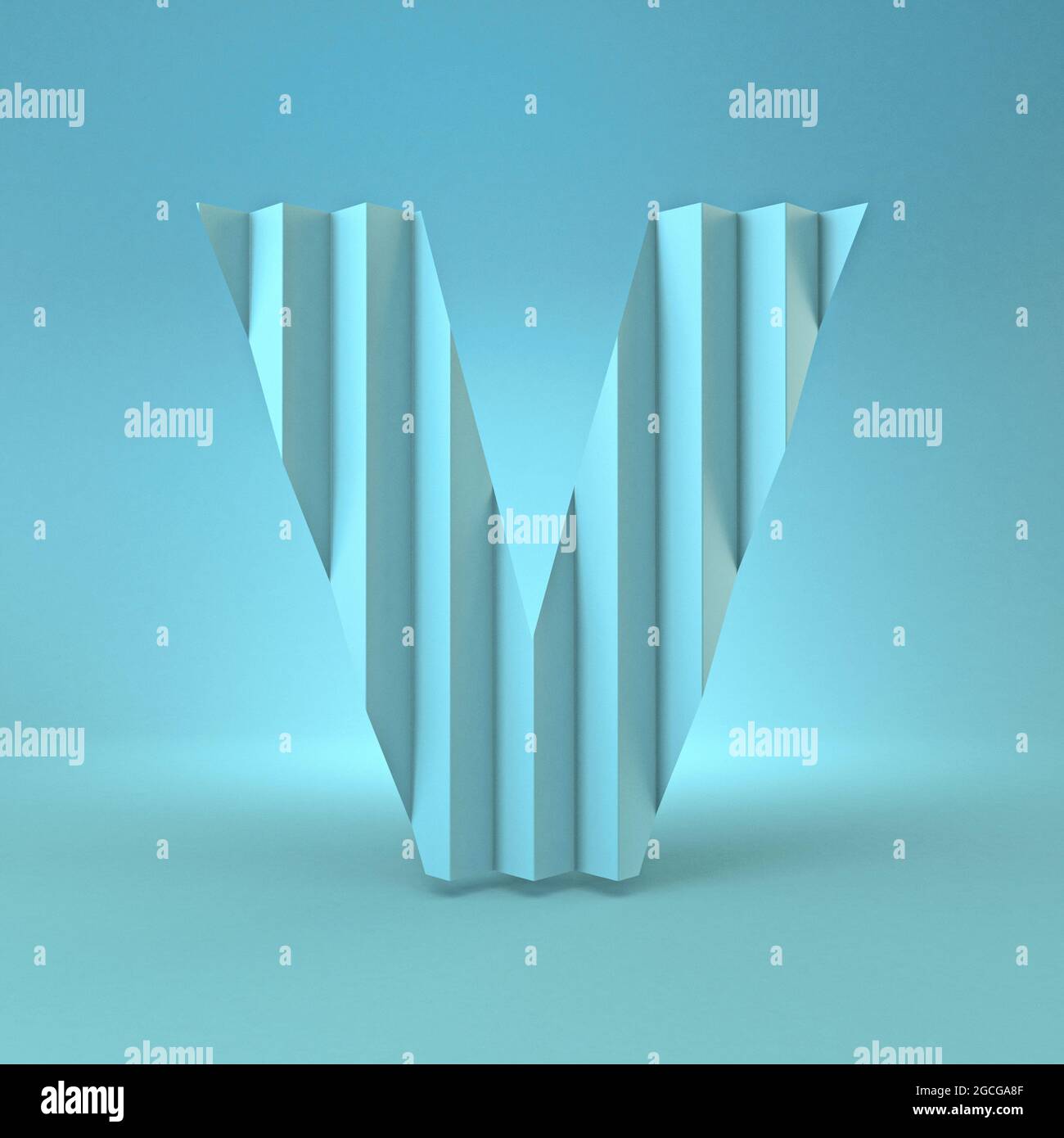 Cold blue font Letter V 3D render illustration on blue background Stock ...