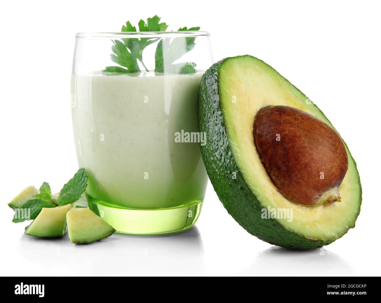 Fresh avocado smoothie isolated on white Stock Photo - Alamy
