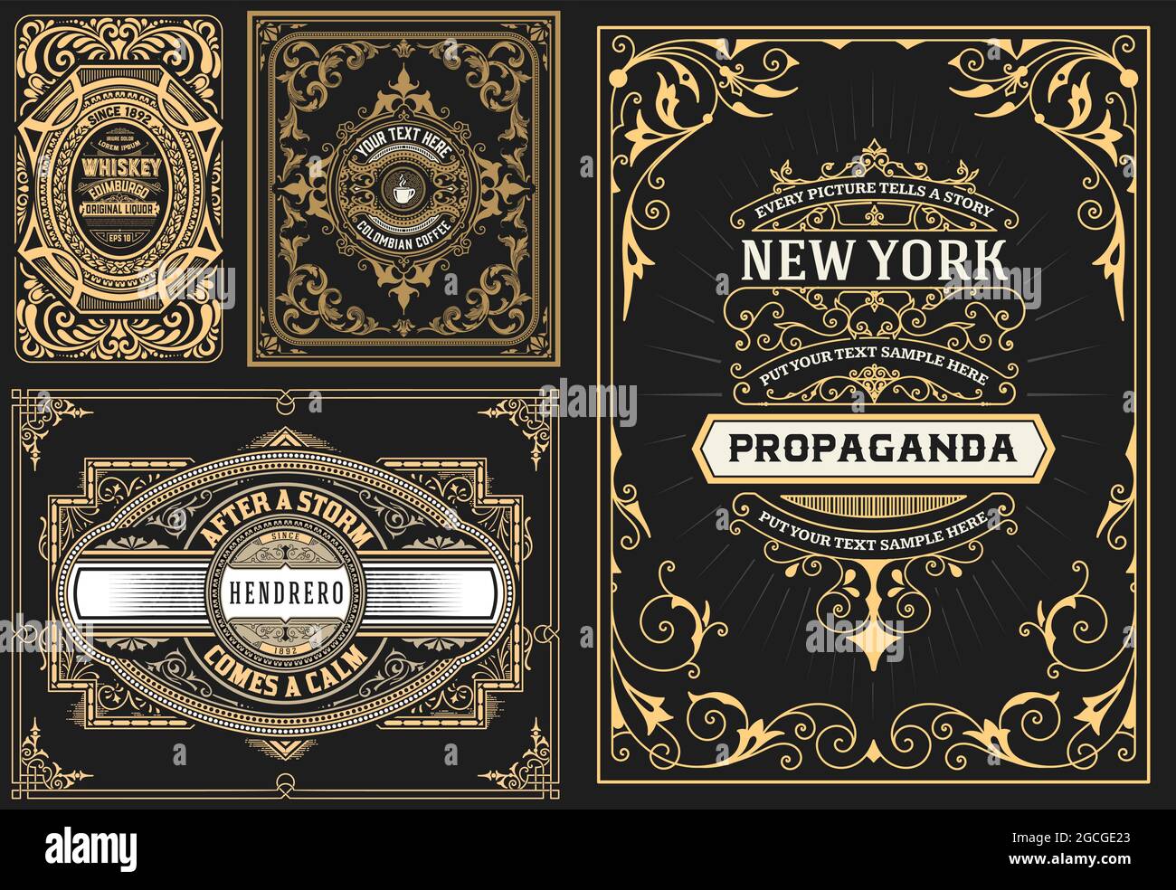 Set of 4 vintage labels for packing Stock Vector Image & Art - Alamy