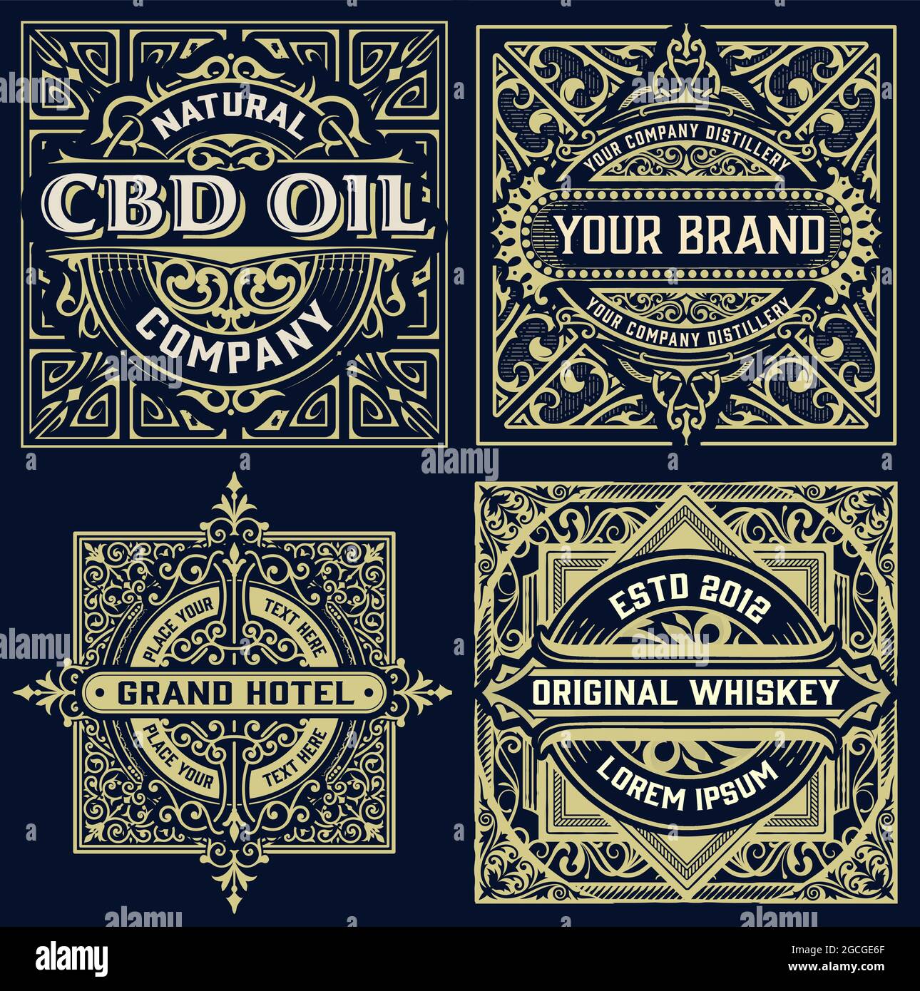 Set of 4 vintage labels for packing Stock Vector Image & Art - Alamy