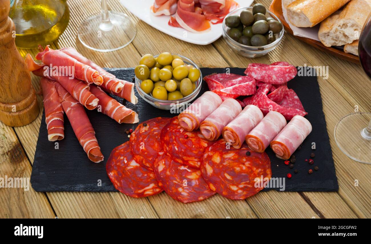 Spanish meat antipasto platter Stock Photo - Alamy