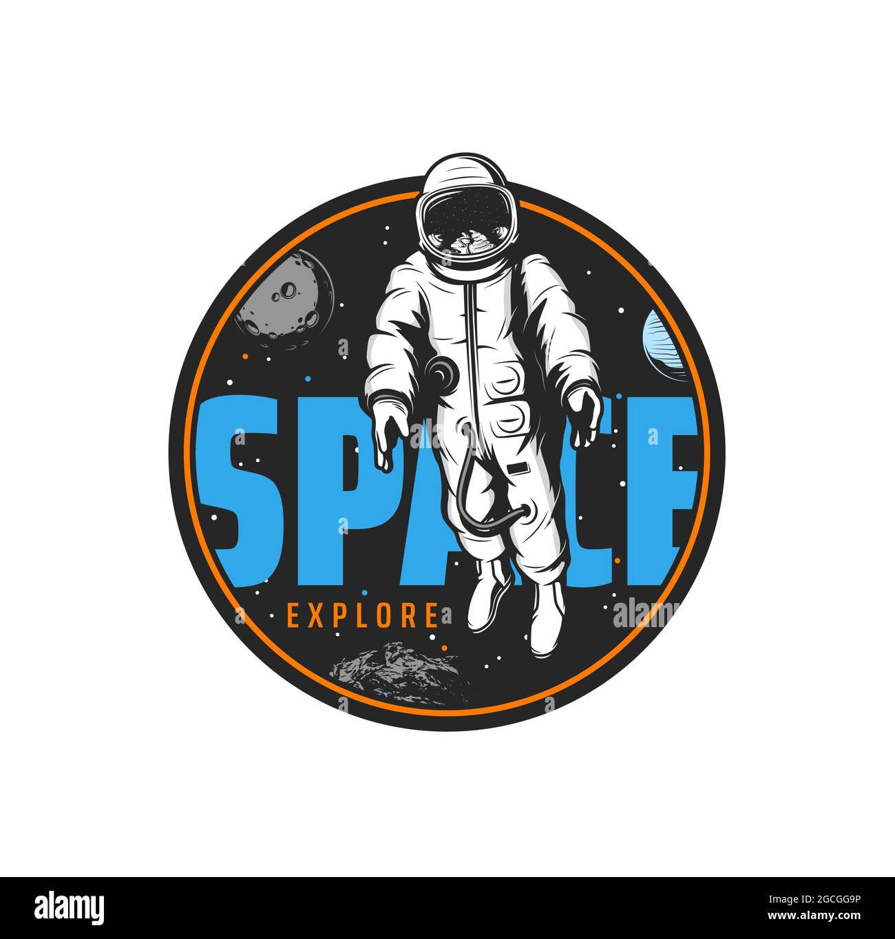 Astronaut in space, icon, spaceman or cosmonaut in universe galaxy ...