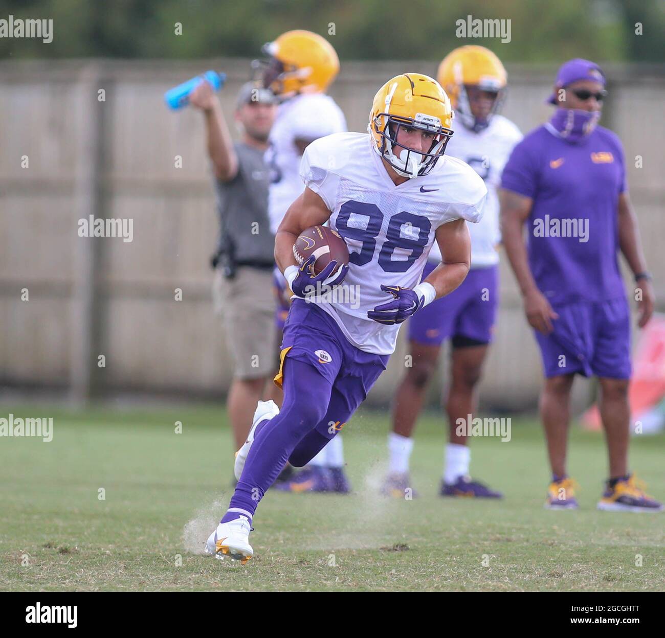 August 8, 2021: LSU receiver Evan Francioni (88) makes a catch during ...