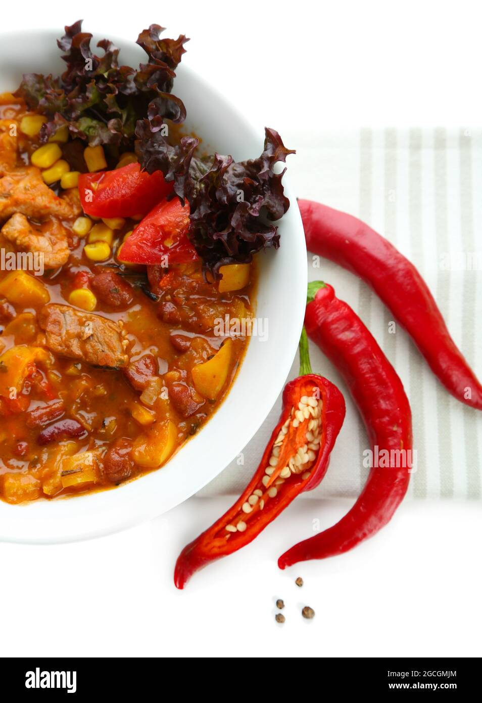 Chili Corn Carne - traditional mexican food, isolated on white Stock ...