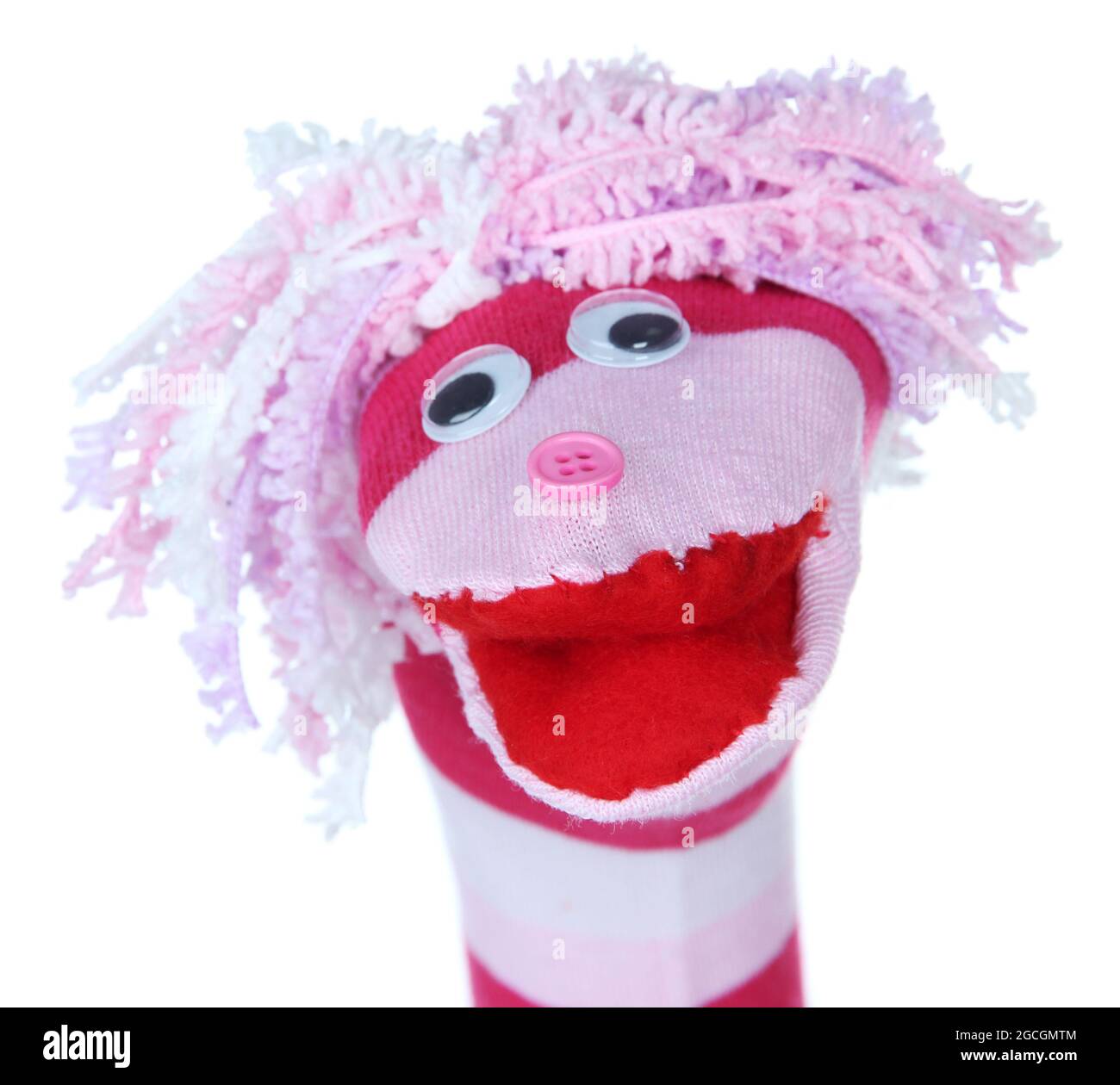 Cute sock puppet isolated on white Stock Photo - Alamy