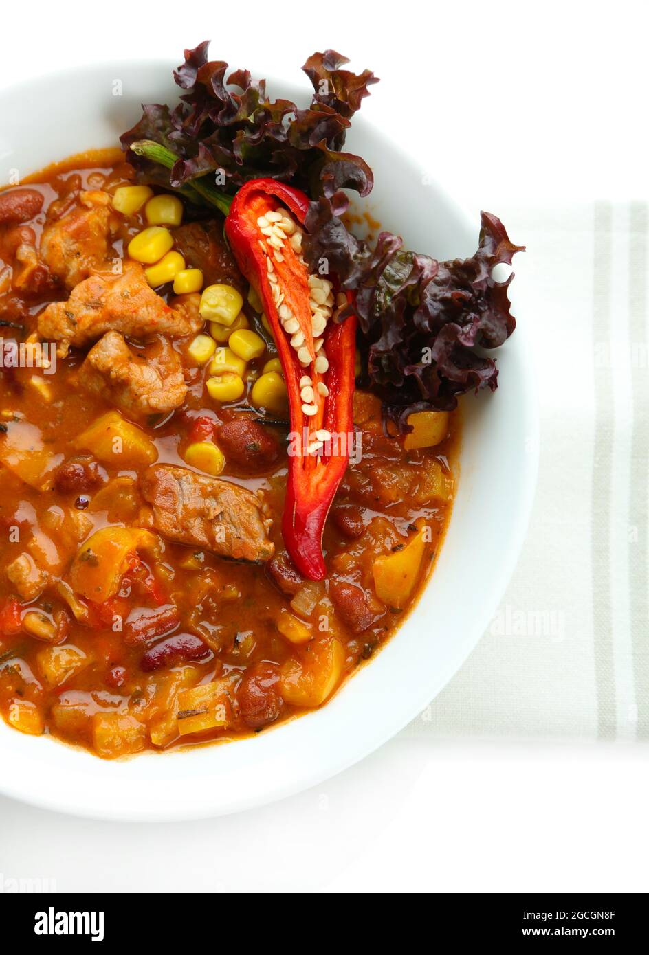 Chili Corn Carne - traditional mexican food, isolated on white Stock ...