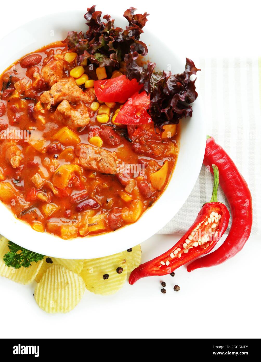 Chili Corn Carne - traditional mexican food, isolated on white Stock ...