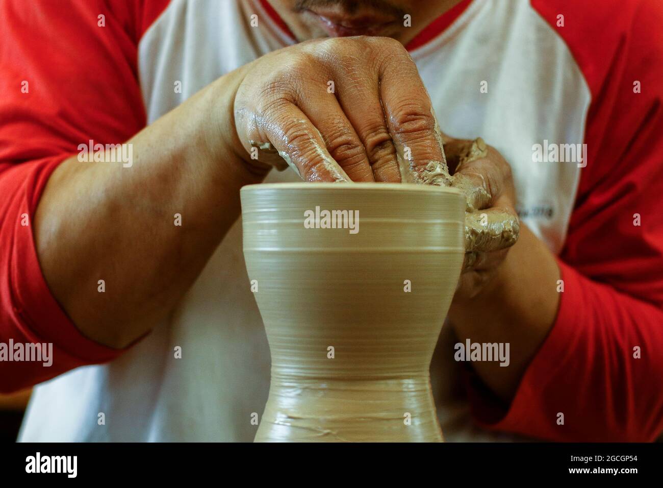 April 19, 2019-Mungyeong, South Korea-South Korean Potter Chang Dong Su ...