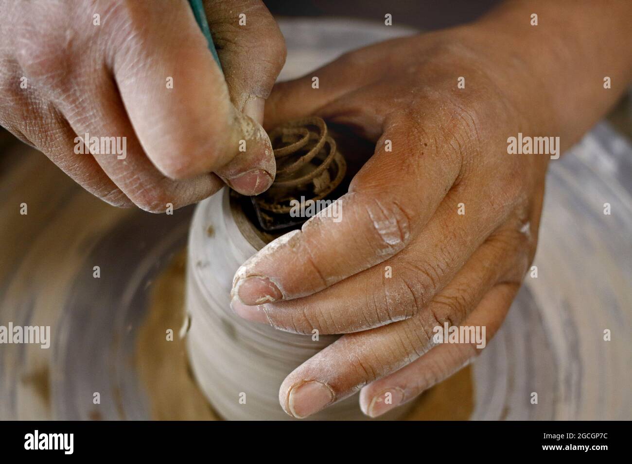April 19, 2019-Mungyeong, South Korea-South Korean Potter Chang Dong Su ...