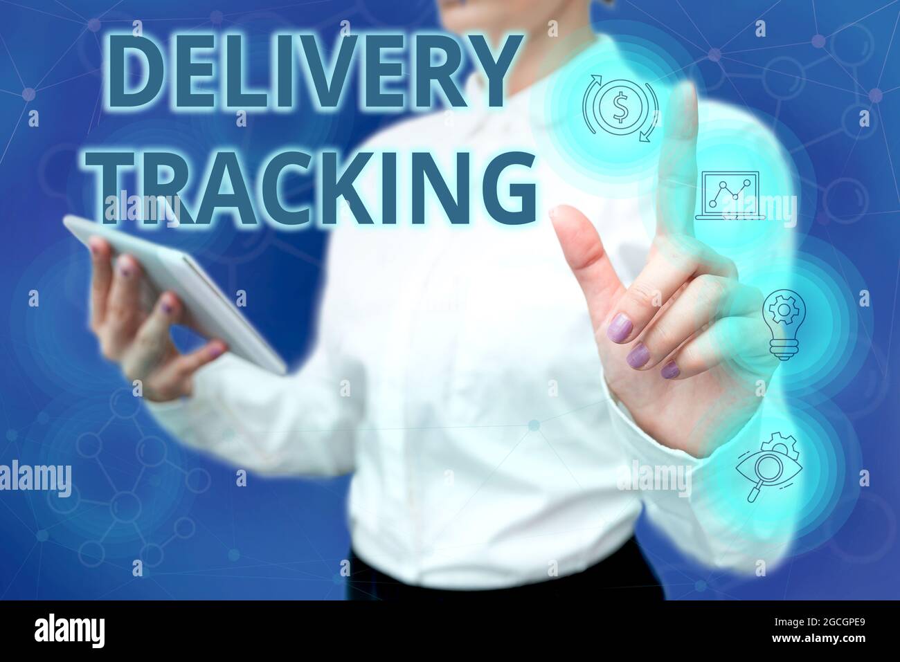 Sign displaying Delivery Tracking. Business approach the process of ...