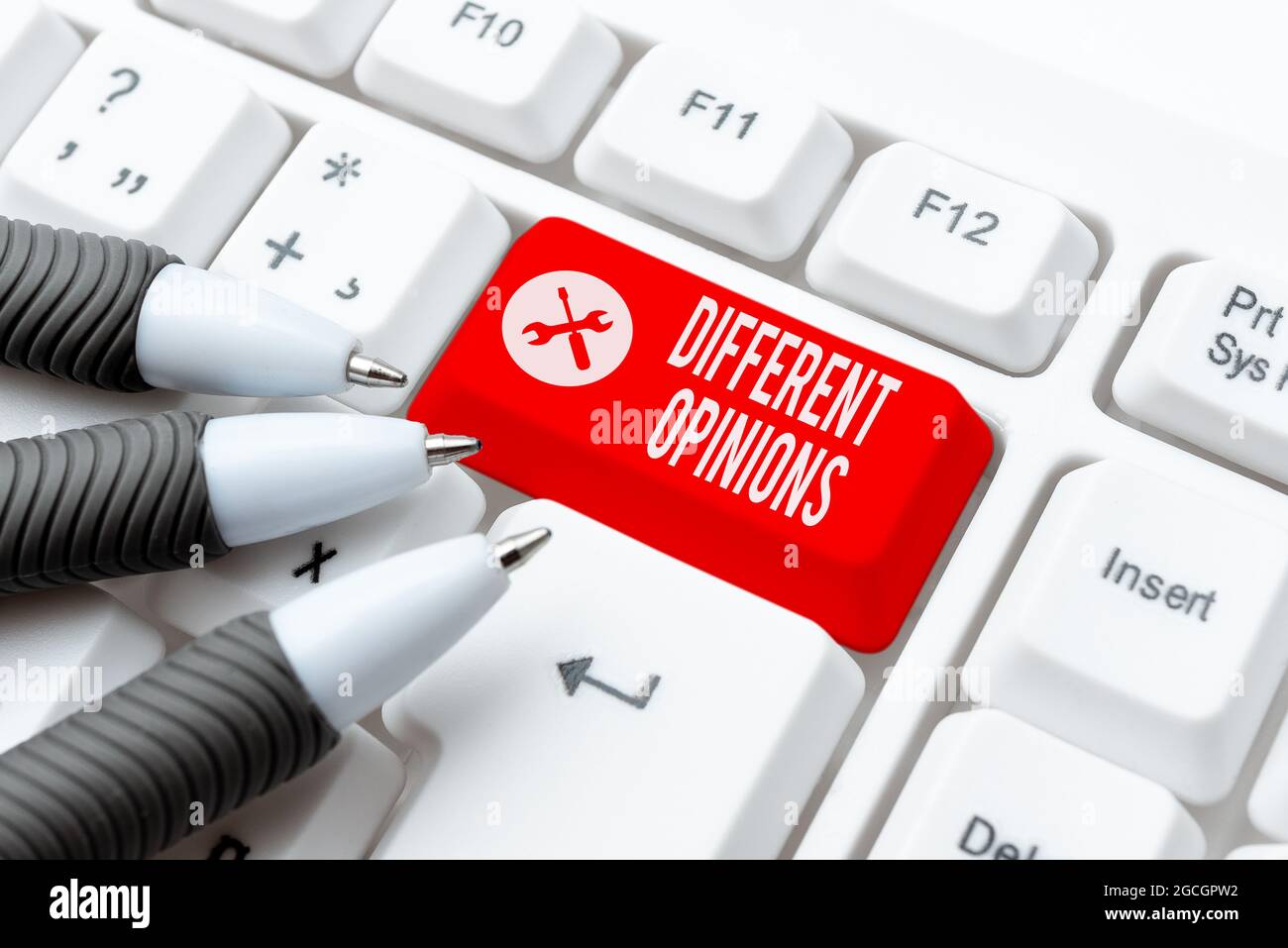 Conceptual display Different Opinions. Word for a conflict of opposed ...