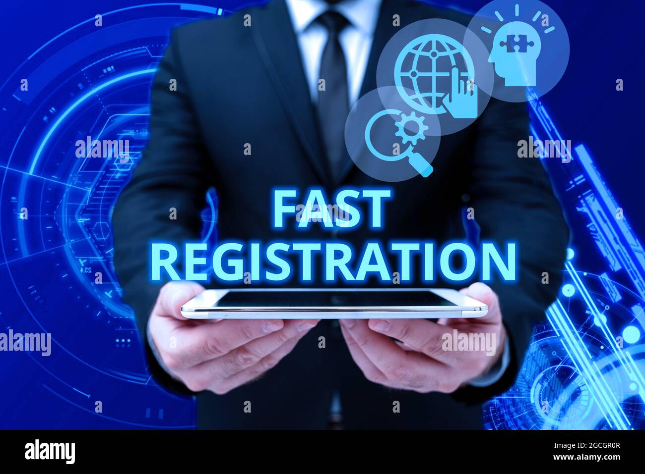 Text sign showing Fast Registration. Word Written on Quick method of ...