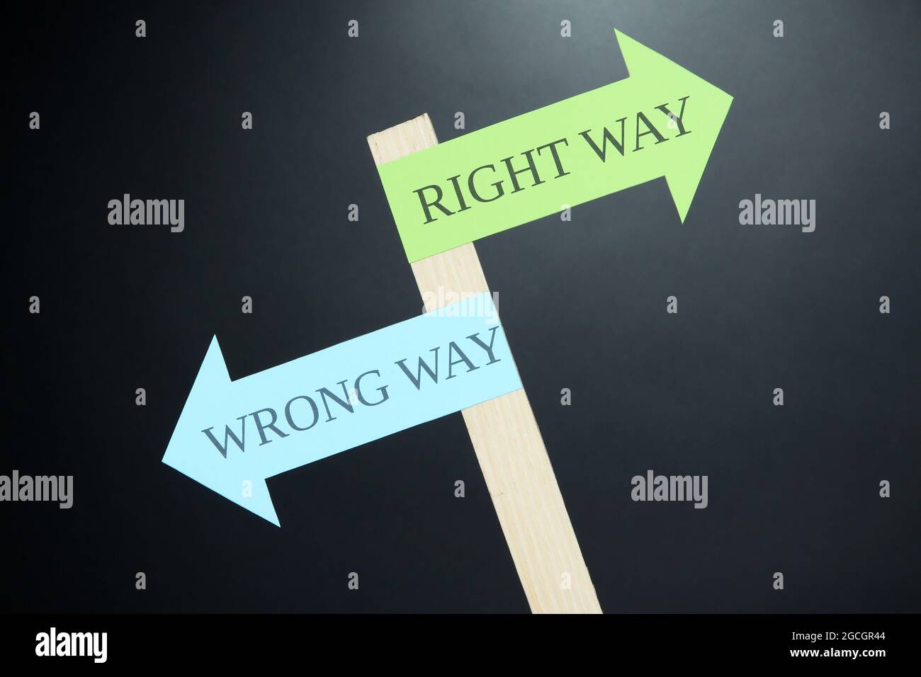 Conceptual road signs on choice and decisions Stock Photo - Alamy