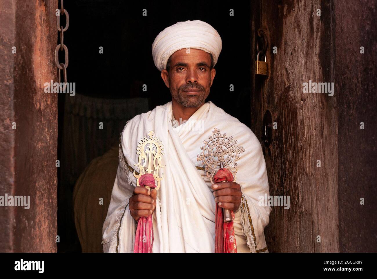 coptic orthodox priest at lalibela ancient rock-hewn monolithic ...