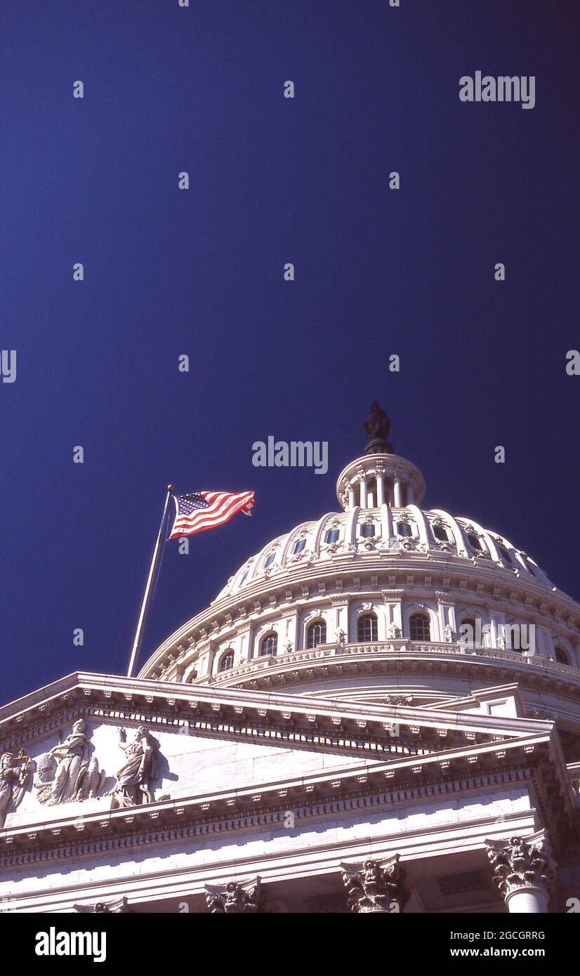 Flag flying at the United States Capitol. Photograph ny Dennis Brack ...