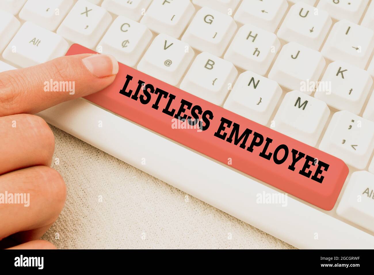 Hand writing sign Listless Employee. Internet Concept an employee who ...