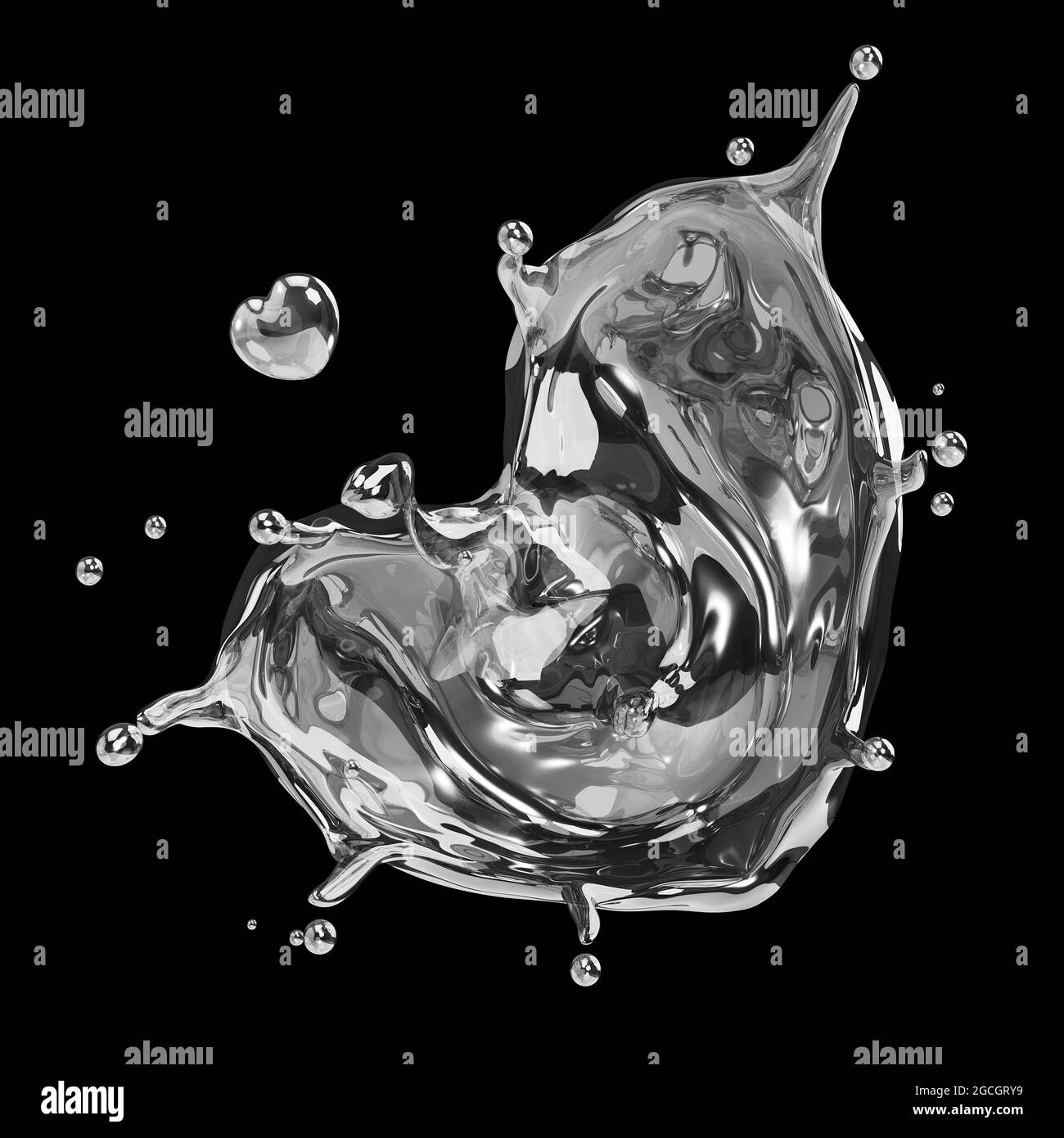 3D Rendering of A Liquid Heart Shape Splash Stock Photo - Alamy