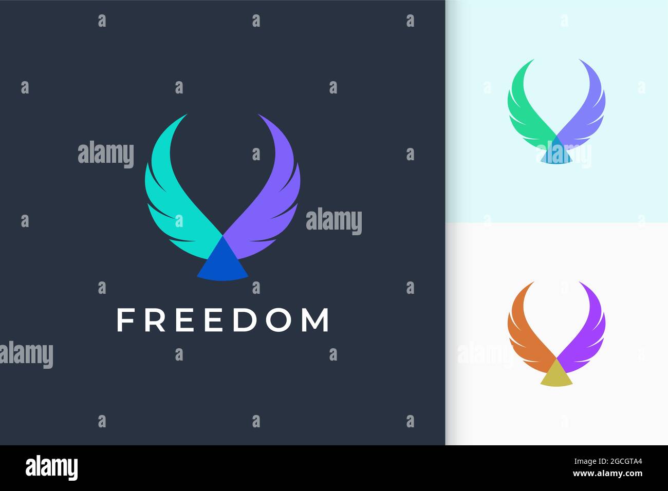 Wing logo represents freedom and power for plane or technology company ...