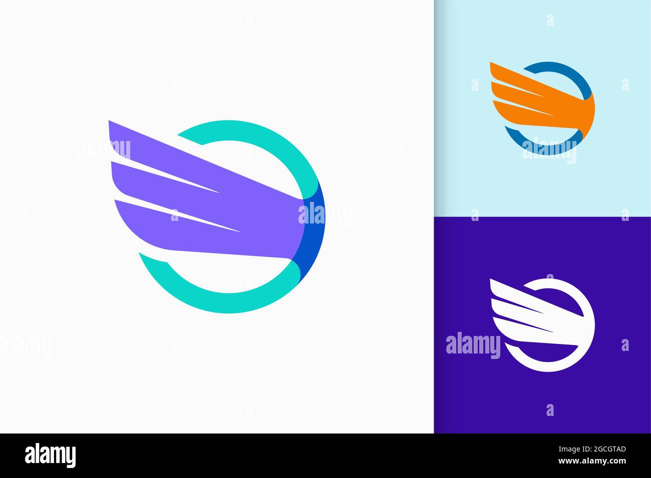 Wing logo represents freedom and power for plane or technology company ...
