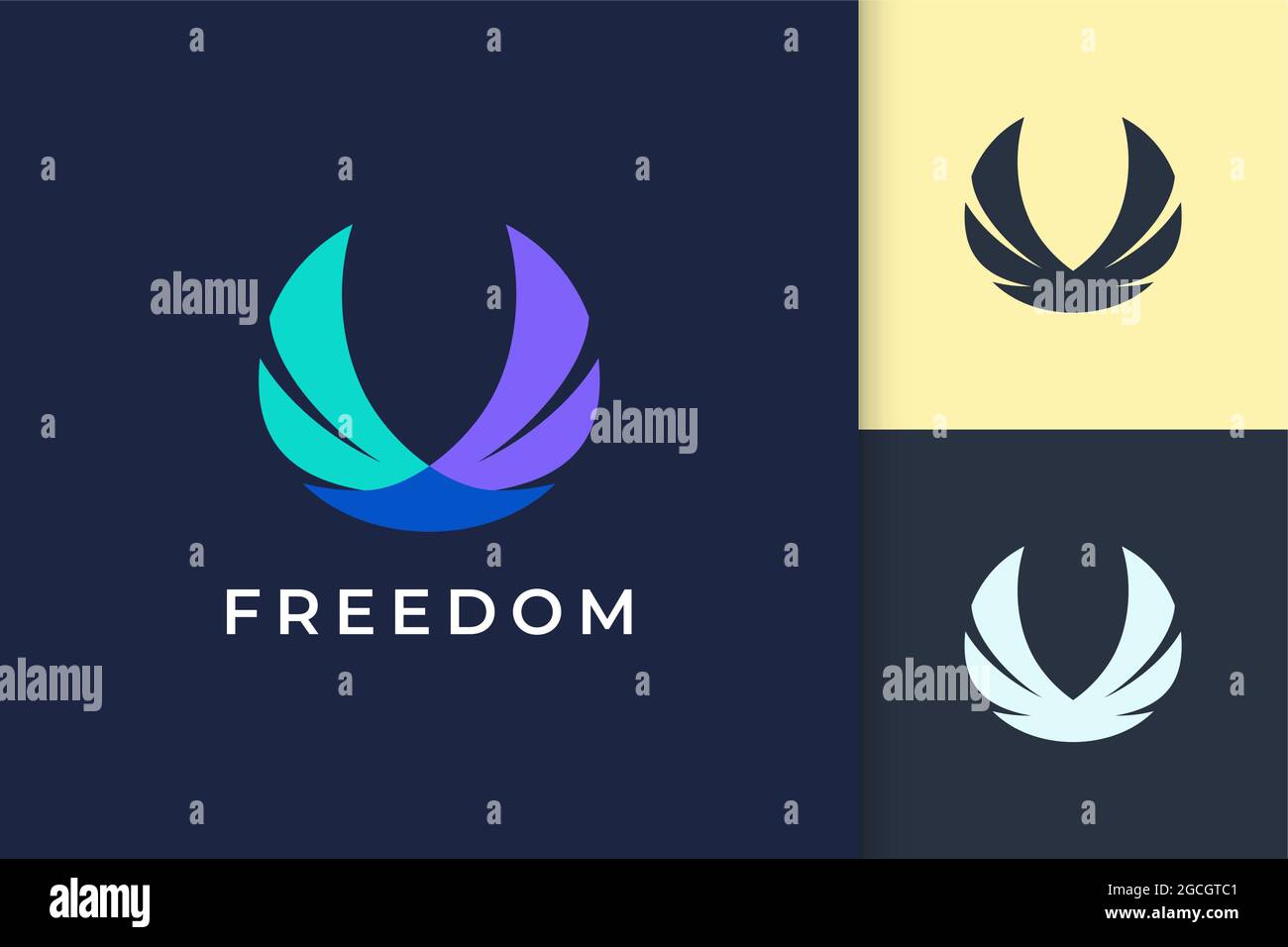 Wing logo represents freedom and power for plane or technology company ...