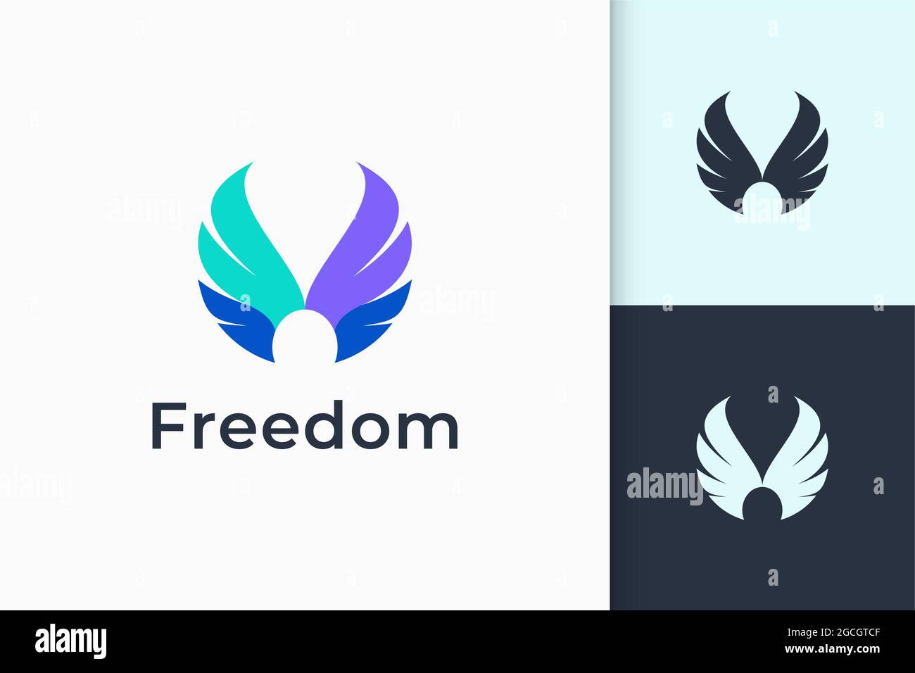 Wing logo represents freedom and power for plane or technology company ...