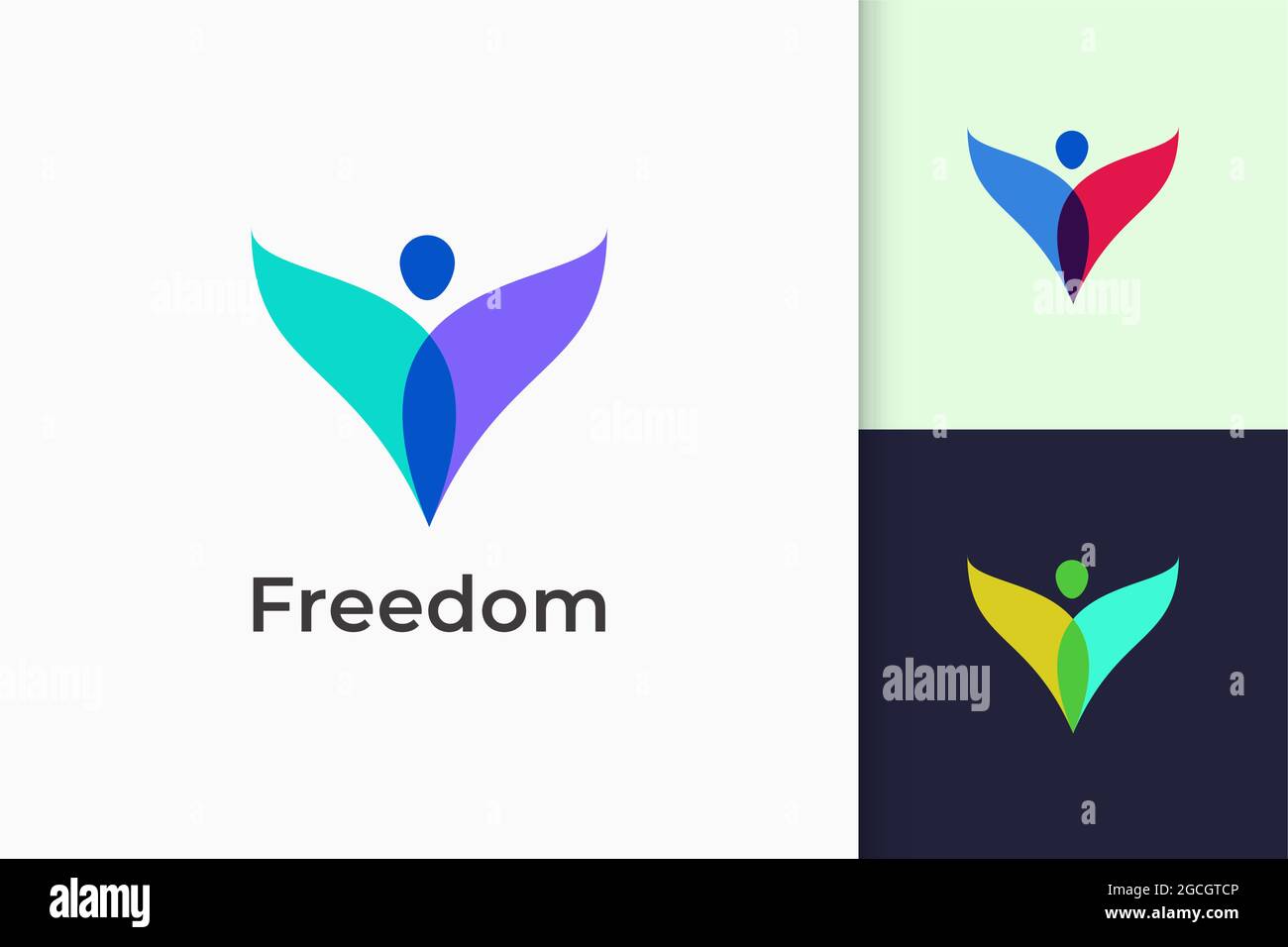 Freedom or human logo represents success and happy for yoga or charity ...