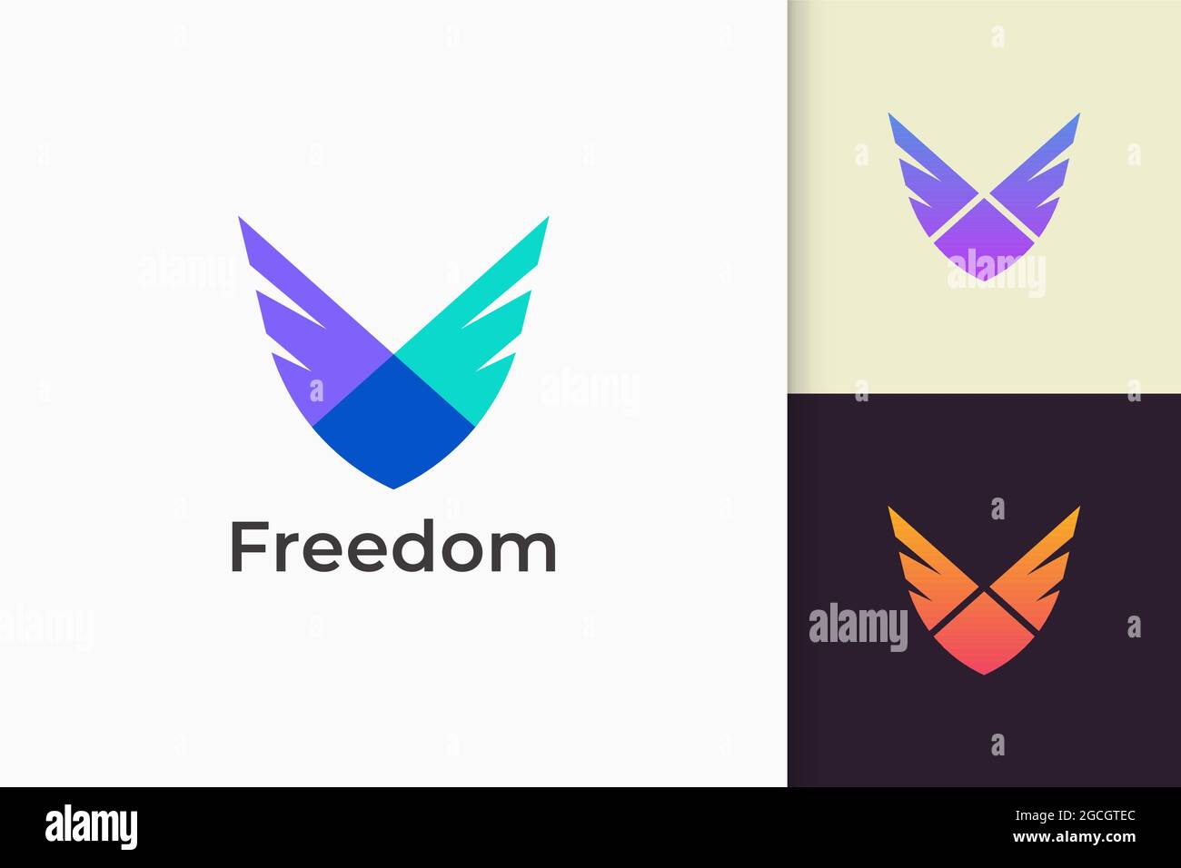 Wing logo represents freedom and power for plane or technology company ...