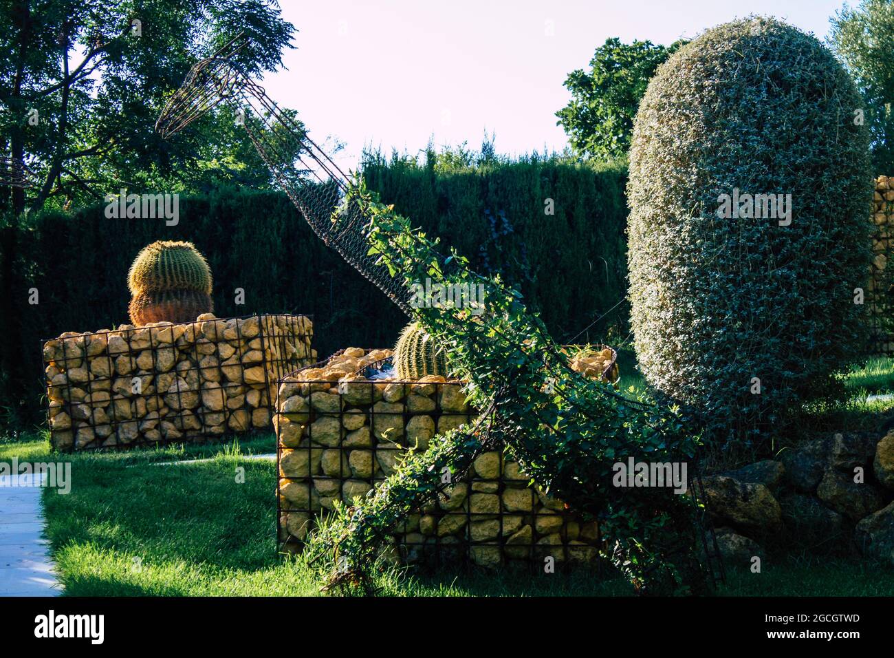 Carmona Spain August 03, 2021 Garden view of Anise Factory Los Hermanos ...