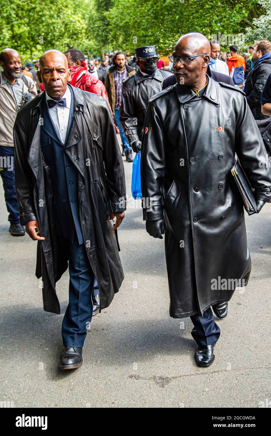 London, UK. 08th Aug, 2021. Leo Muhammad (R) leaves speakers Corner in ...
