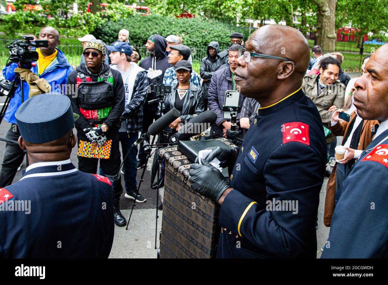 London, UK. 08th Aug, 2021. Leo Muhammad speaks at speakers Corner in ...