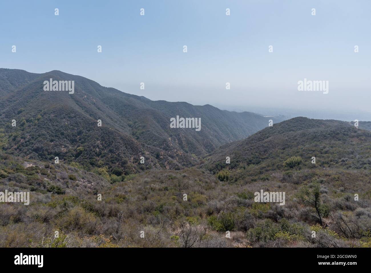 Scenic panoramic Temescal Ridge Trail vista, Los Angeles, Southern ...