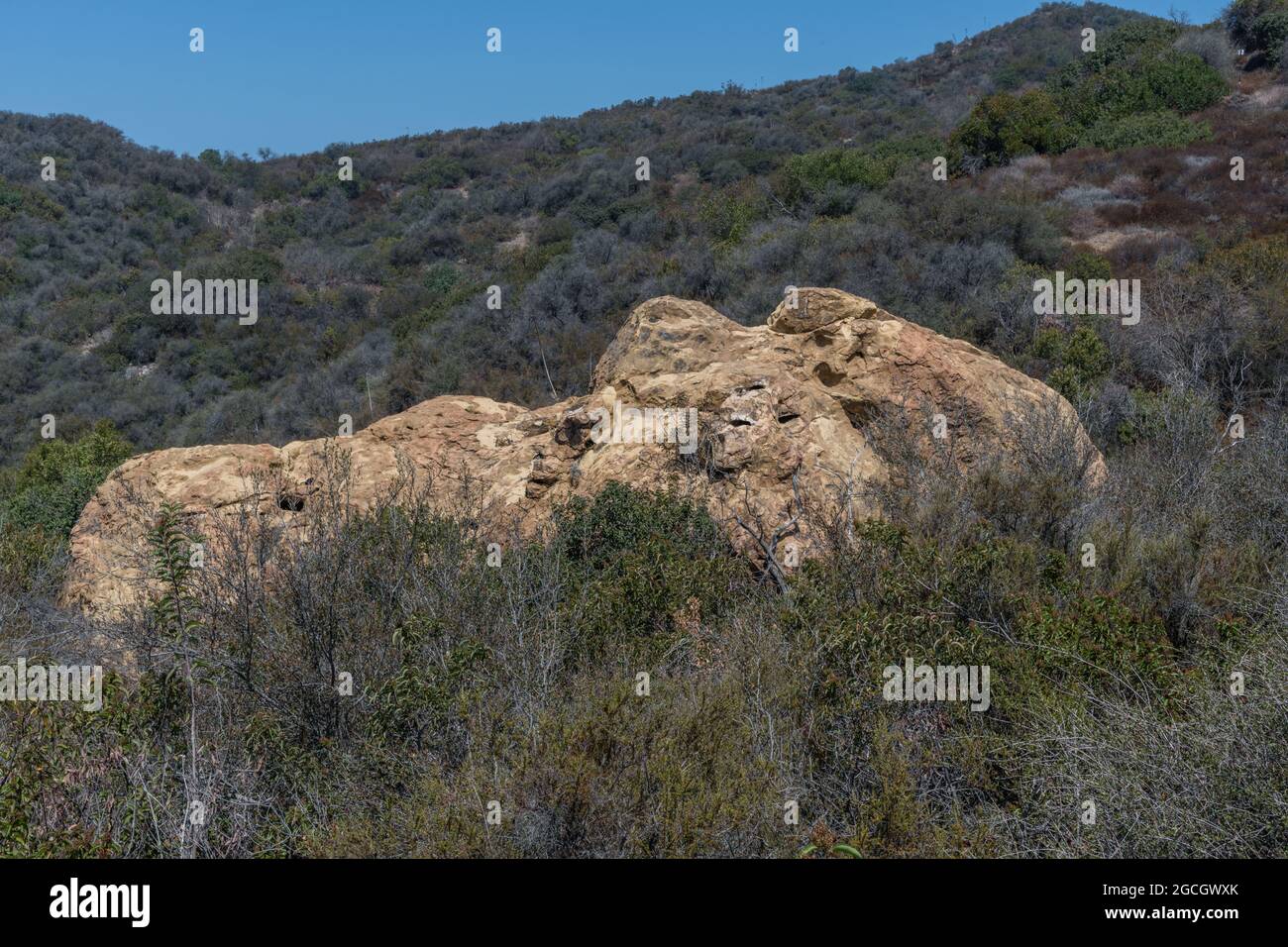 Scenic rock formation along the Temescal Ridge Trail, Los Angeles ...