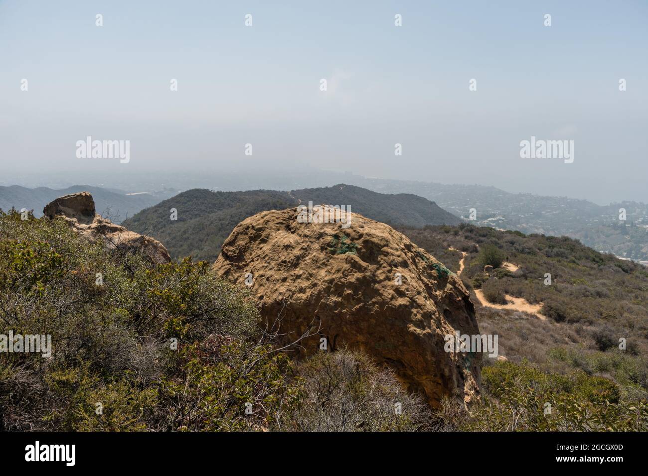 Scenic rock formation along the Temescal Ridge Trail, Los Angeles ...