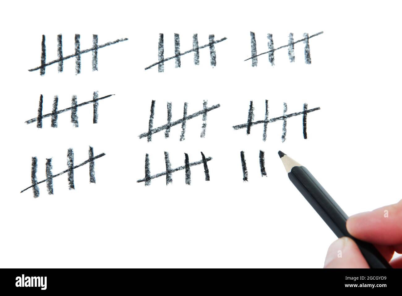 Counting days by drawing sticks isolated on white Stock Photo - Alamy