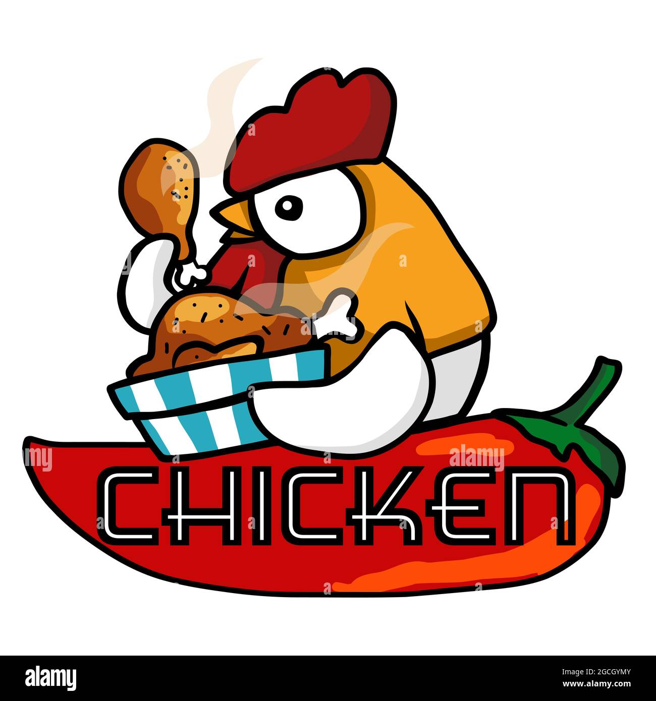 Chicken with spicy chicken grilled cartoon logo vector illustration ...