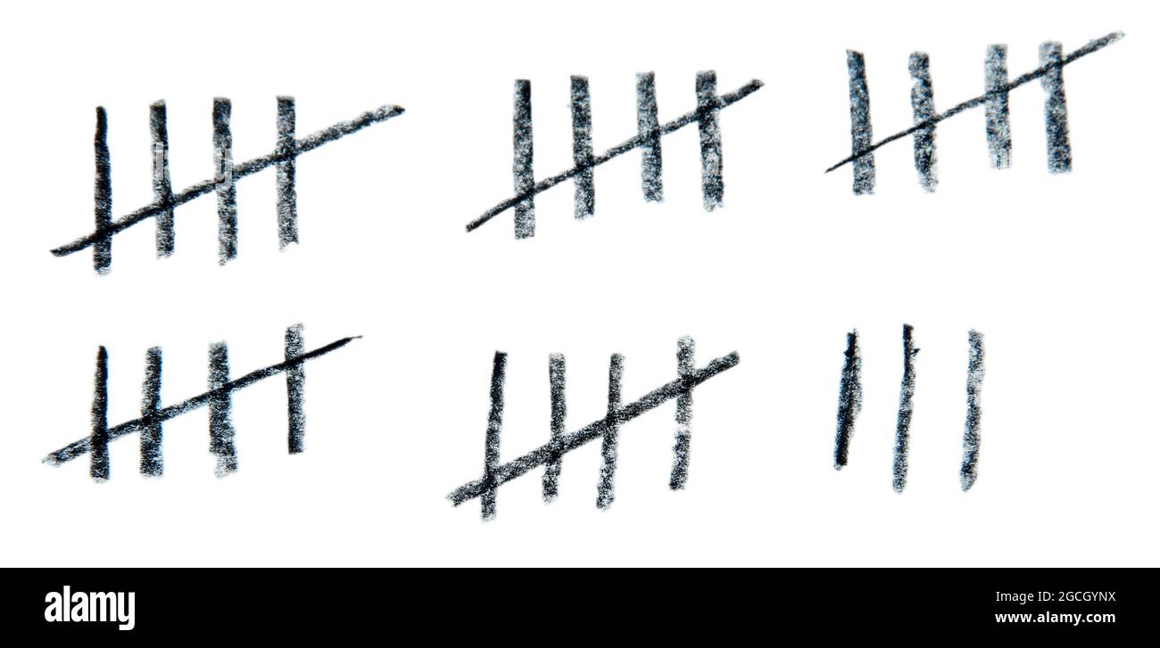 Counting days by drawing sticks isolated on white Stock Photo - Alamy
