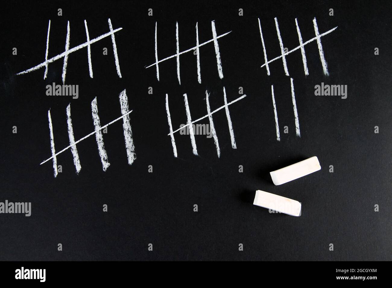 Counting days by drawing sticks isolated on black Stock Photo - Alamy