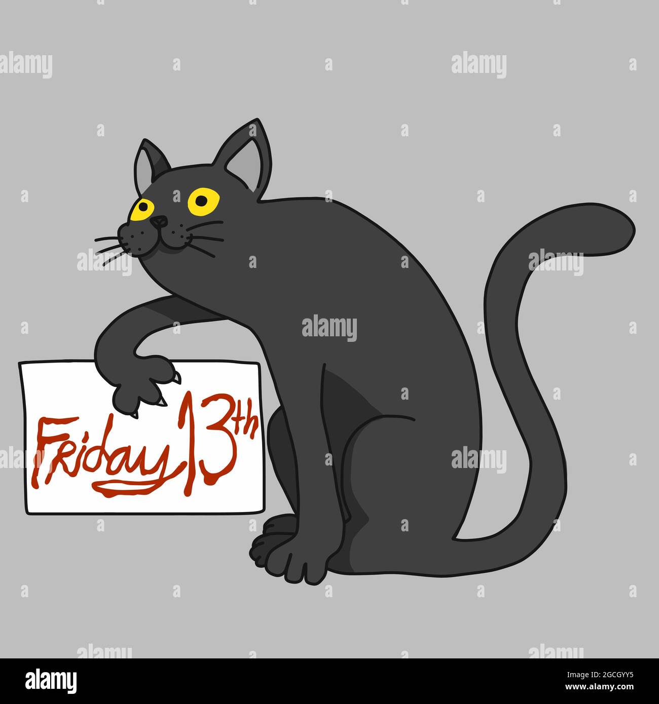 Black cat Friday 13th cartoon vector illustration Stock Vector Image ...
