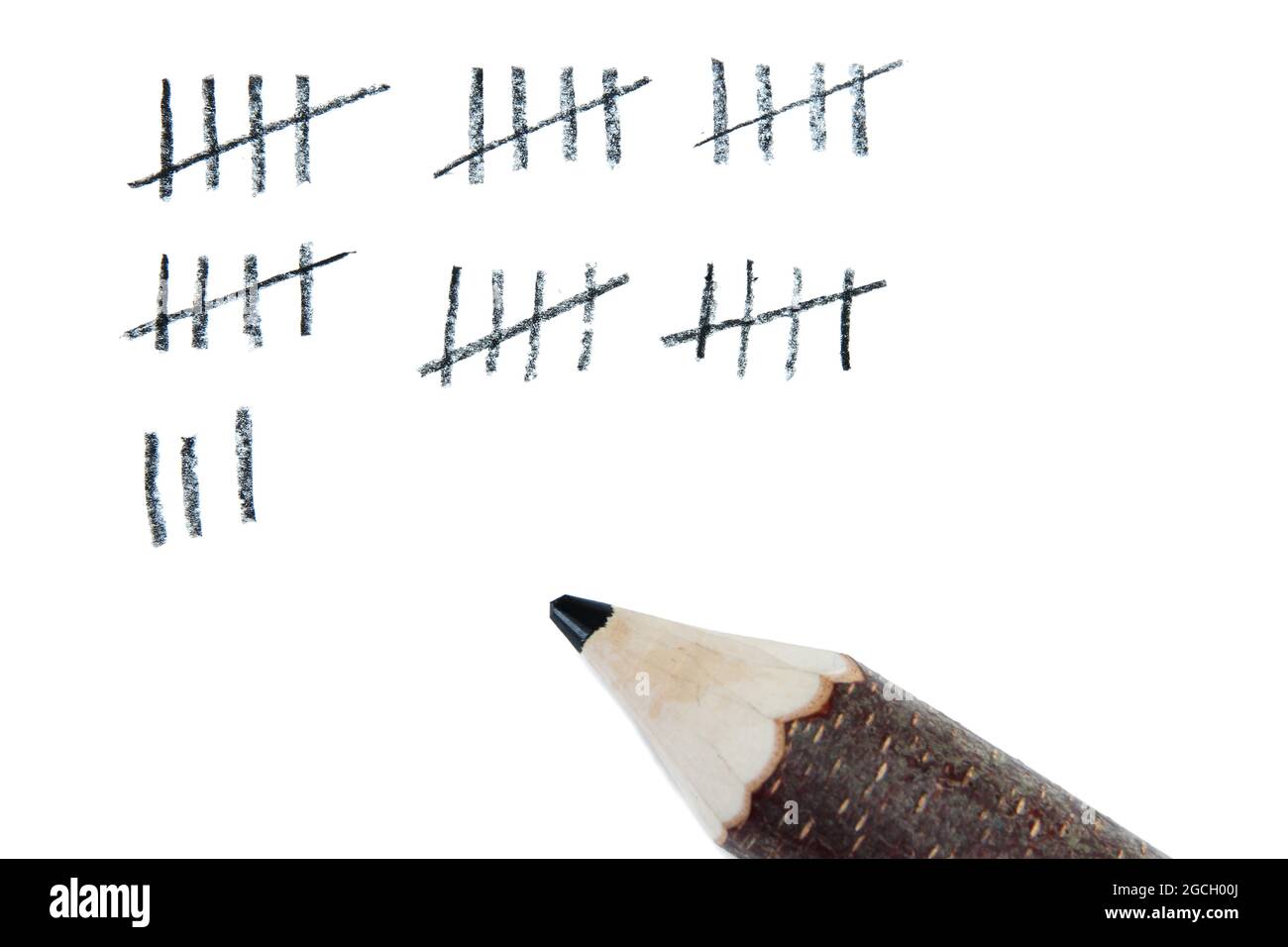 Counting days by drawing sticks isolated on white Stock Photo - Alamy