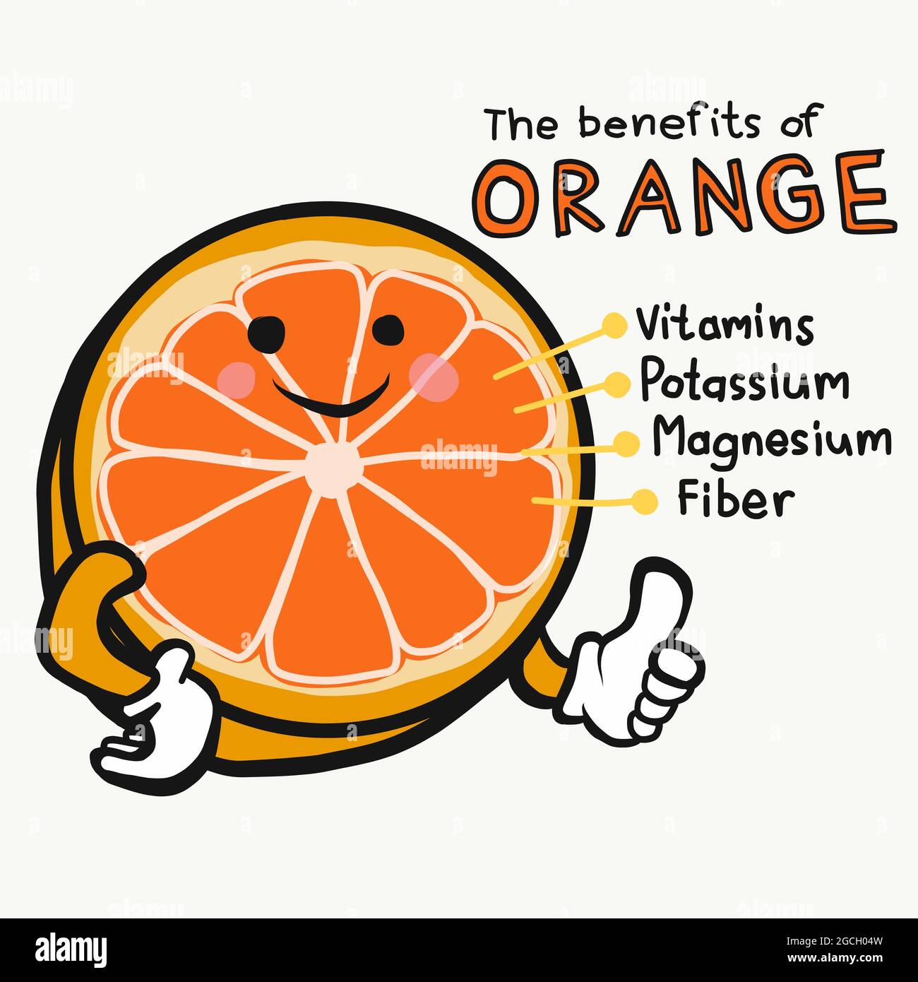 Benefits of orange cute cartoon vector illustration Stock Vector Image ...