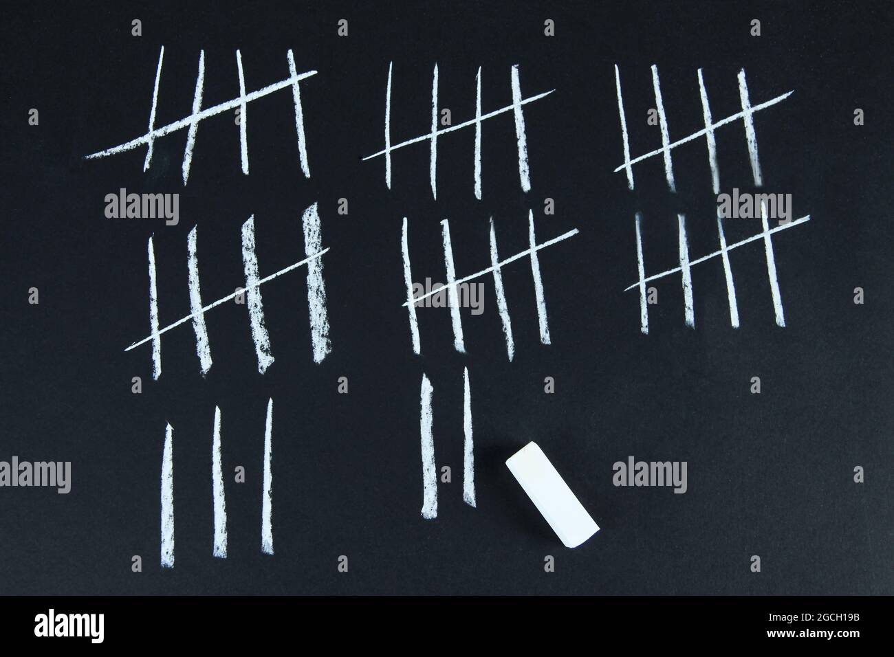 Counting days by drawing sticks isolated on black Stock Photo - Alamy