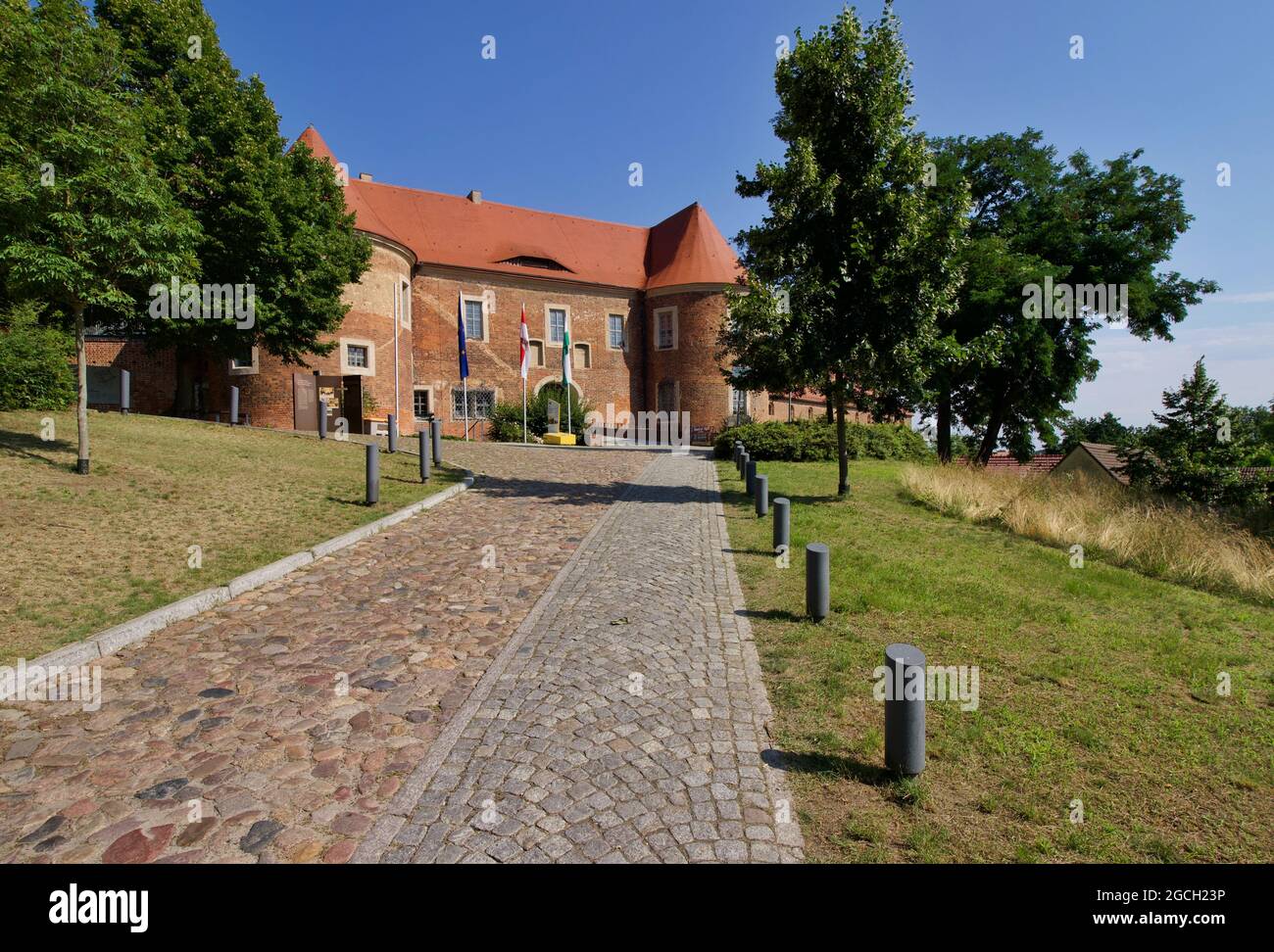 26 July 2021, Brandenburg, Bad Belzig: The cobbled stairway of ...
