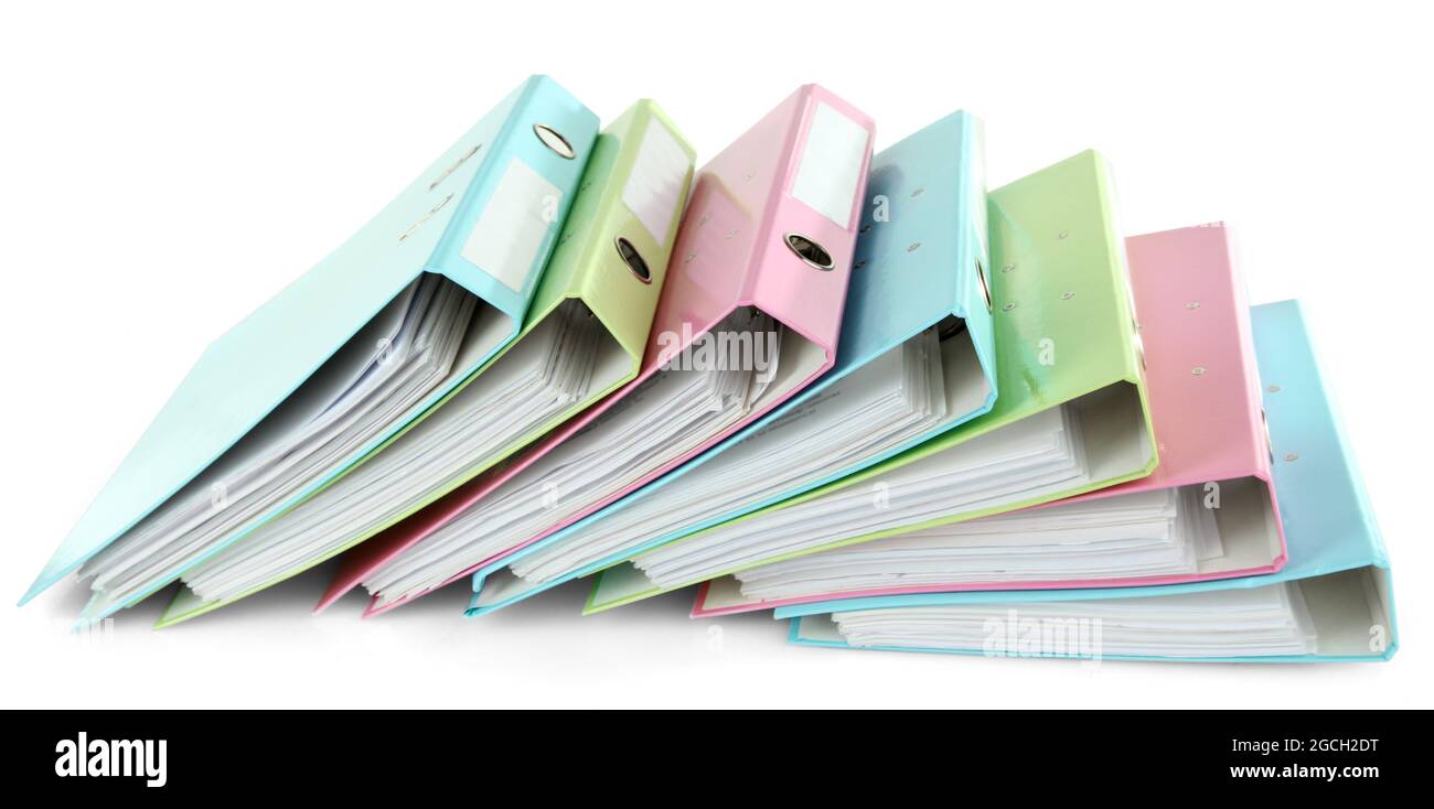 Colorful folders, isolated on white Stock Photo - Alamy