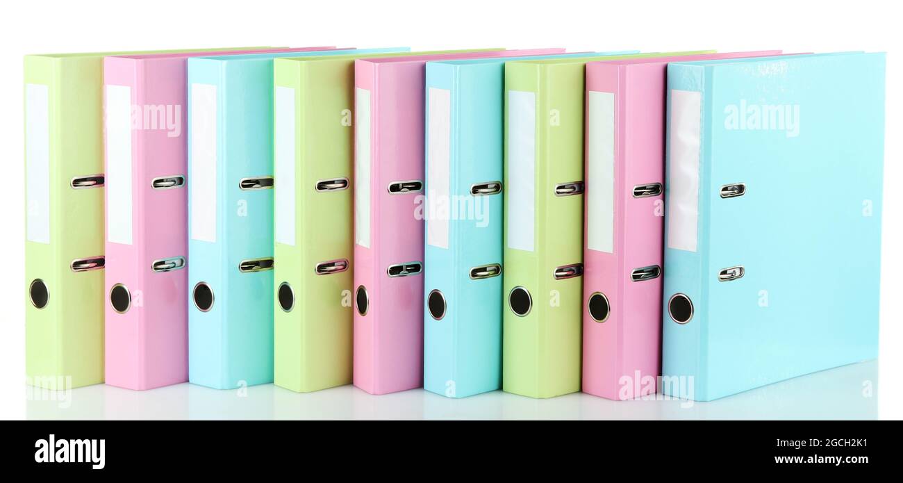 Colorful folders, isolated on white Stock Photo - Alamy