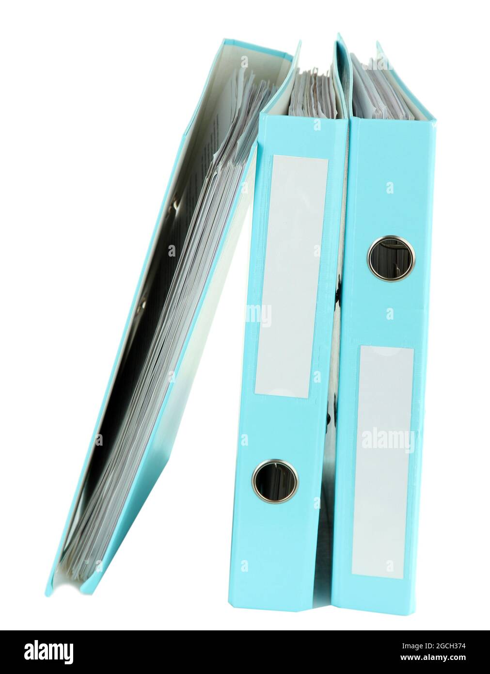 Blue folders, isolated on white Stock Photo - Alamy