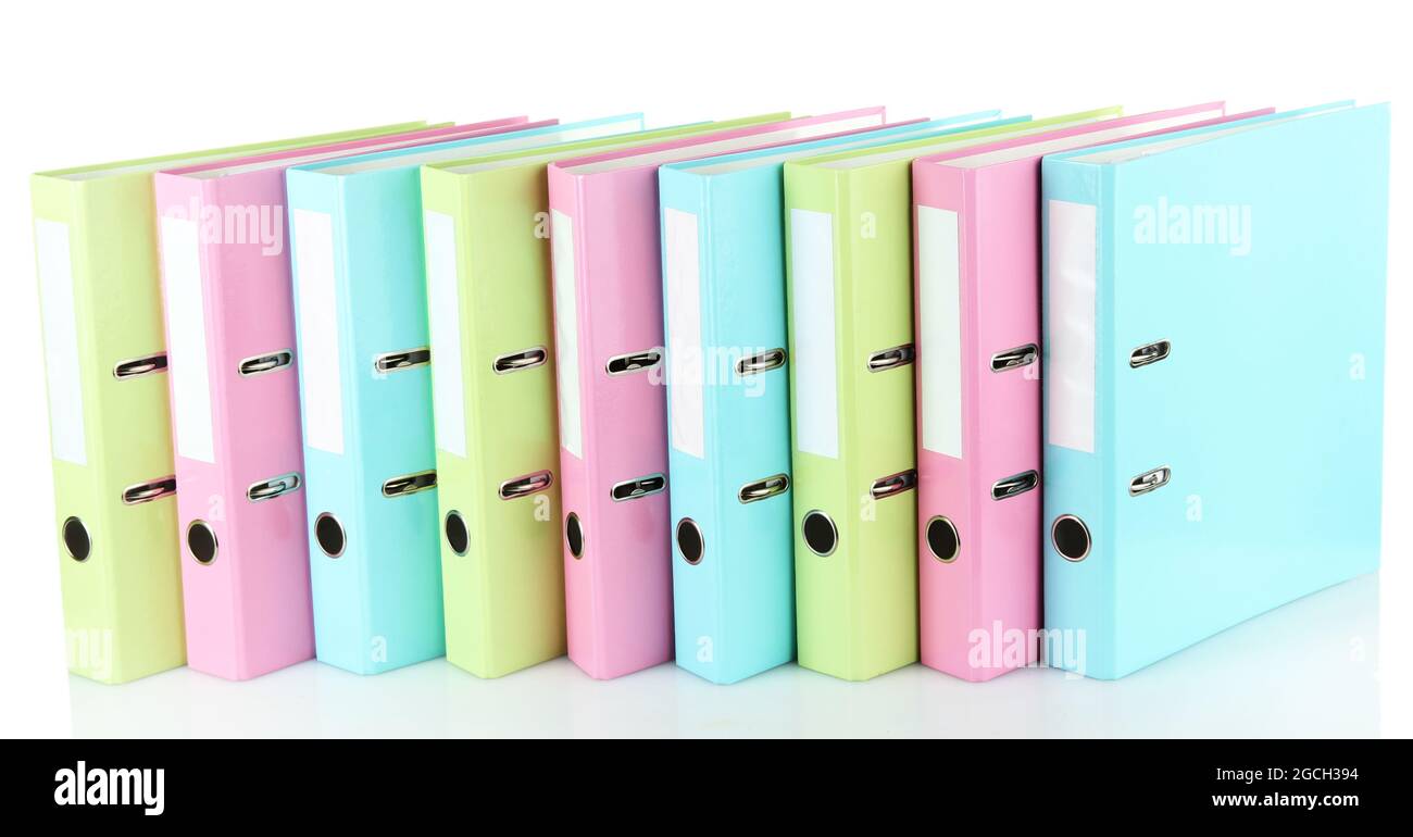 Colorful folders, isolated on white Stock Photo - Alamy