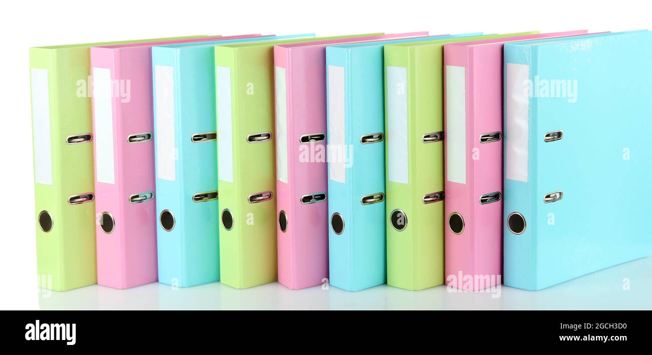 Colorful folders, isolated on white Stock Photo - Alamy