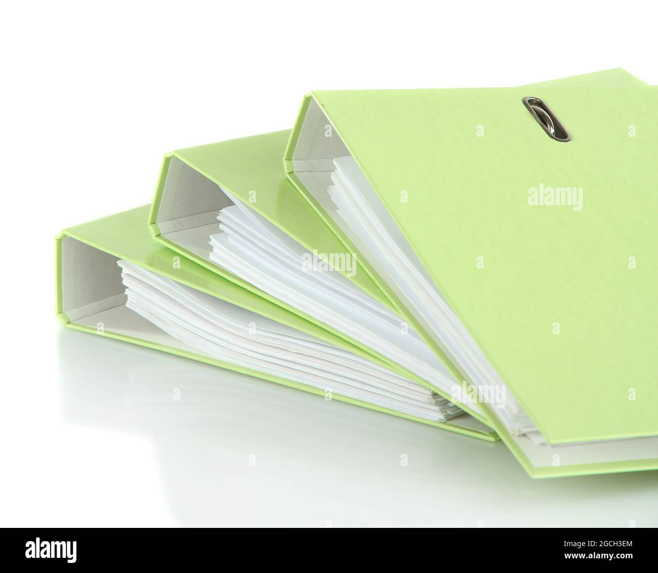 Green folders, isolated on white Stock Photo - Alamy