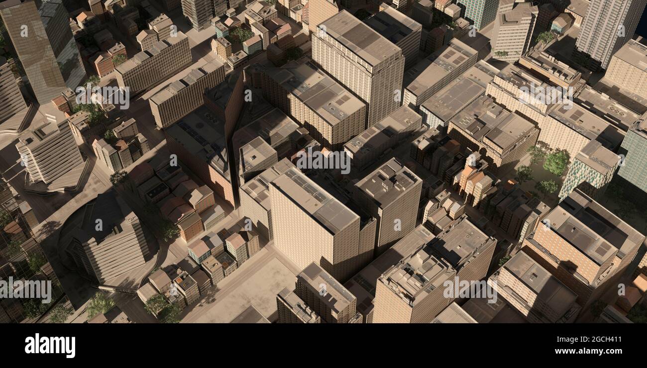 3D illustration bird's eye view of the cityscape Stock Photo - Alamy